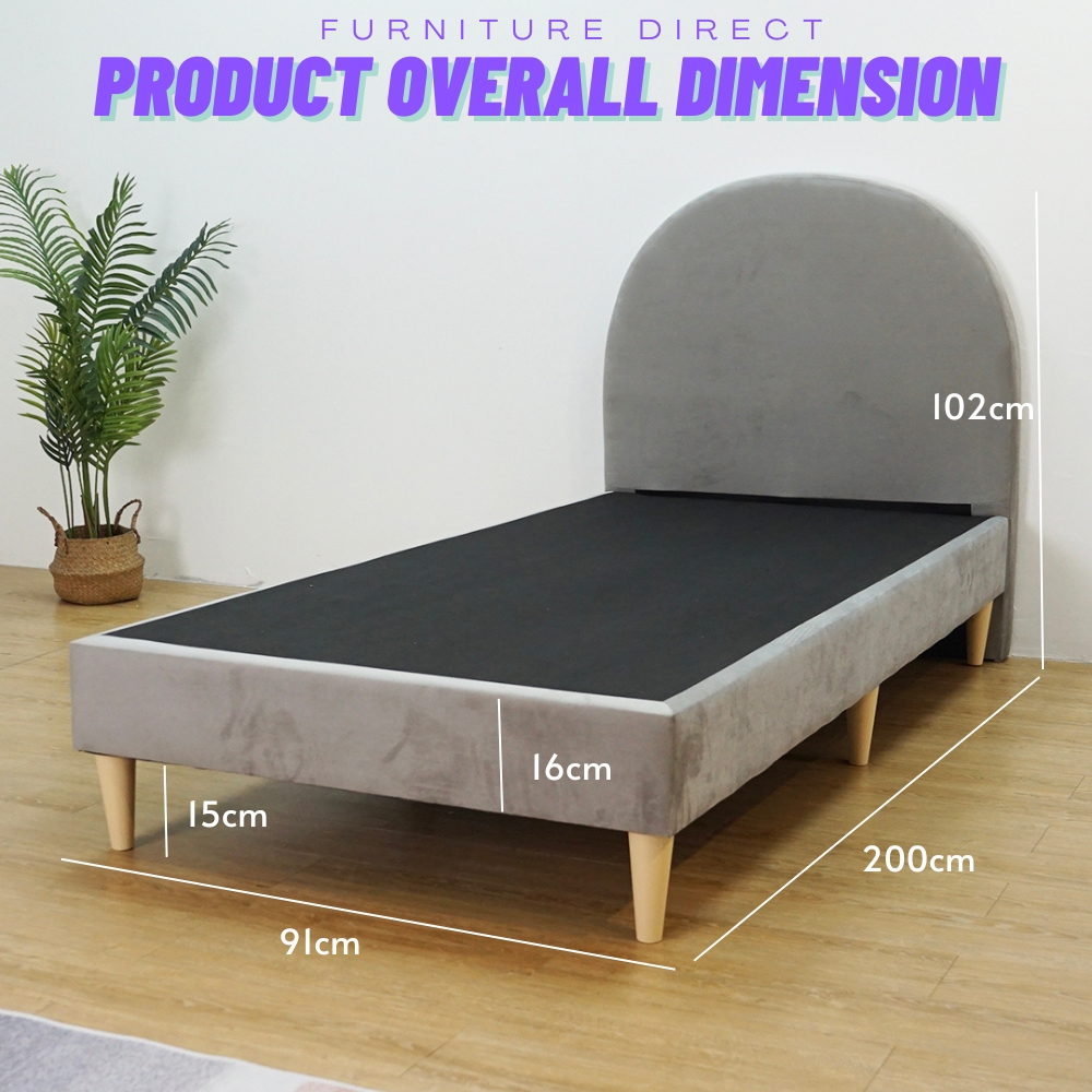 Furniture Direct ALISA Single Divan Bed Frame-Beige Velvet katik budak ...