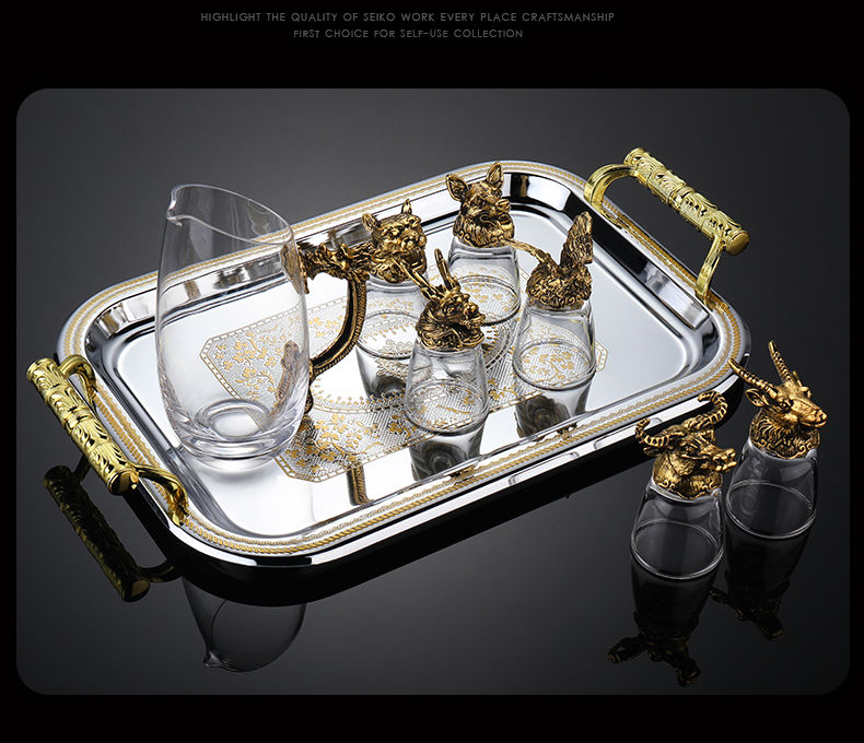S M L Stainless steel food serving tray drink coffee tea fruit home ...
