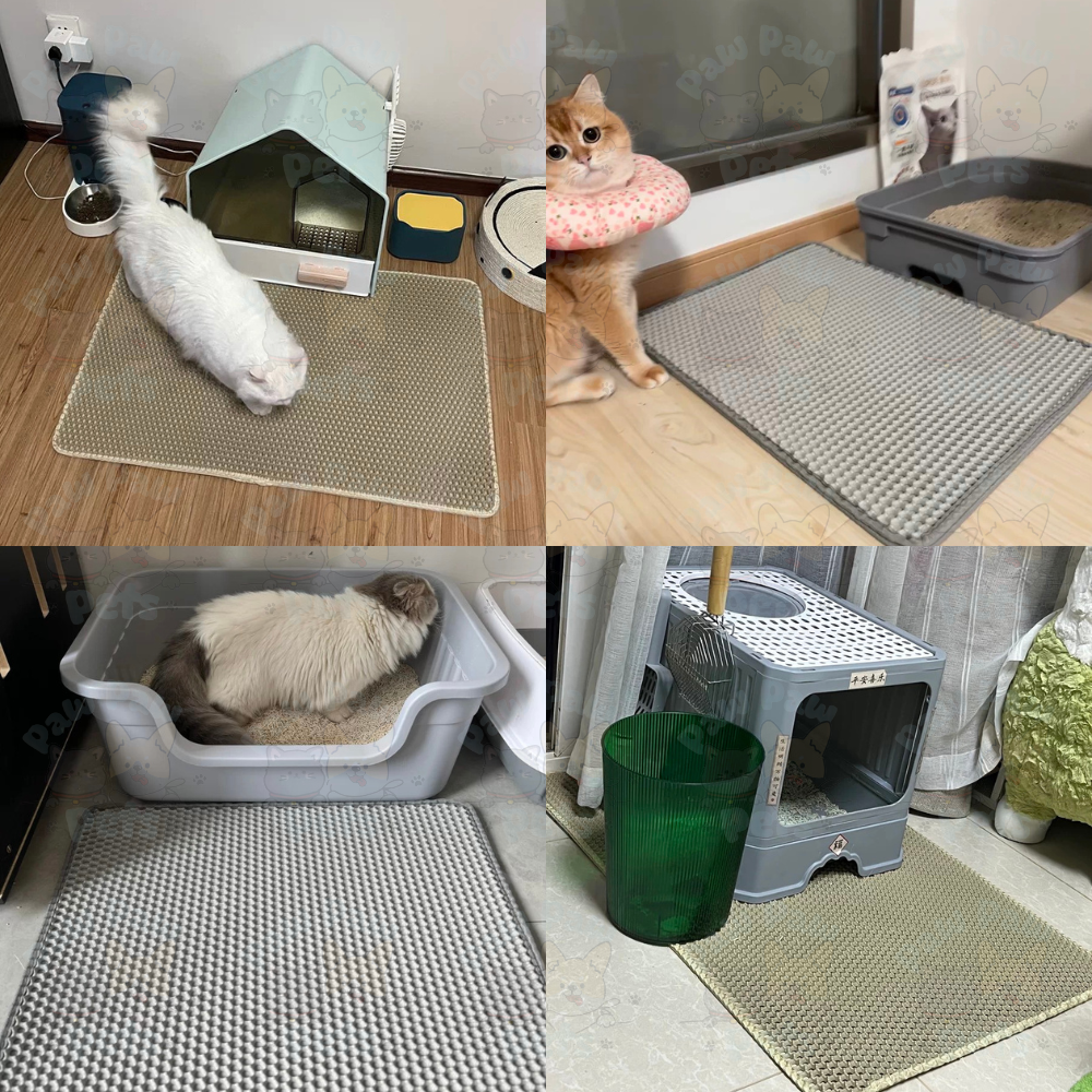 Cat Litter Mat Carpet Waterproof & Double-Layer Cat Litter Trapping Mat ...
