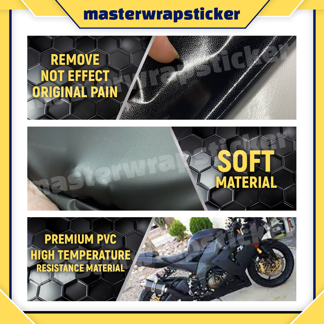 NEW SATIN MATTE BLACK STICKER MOTOR(152CM-90CM)stiker moto HITAM vinyl ...