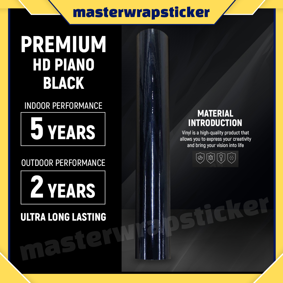 PREMIUM HD PIANO GLOSSY BLACK STICKER KERETA(152CM-180CM)BONET/ROOF ...