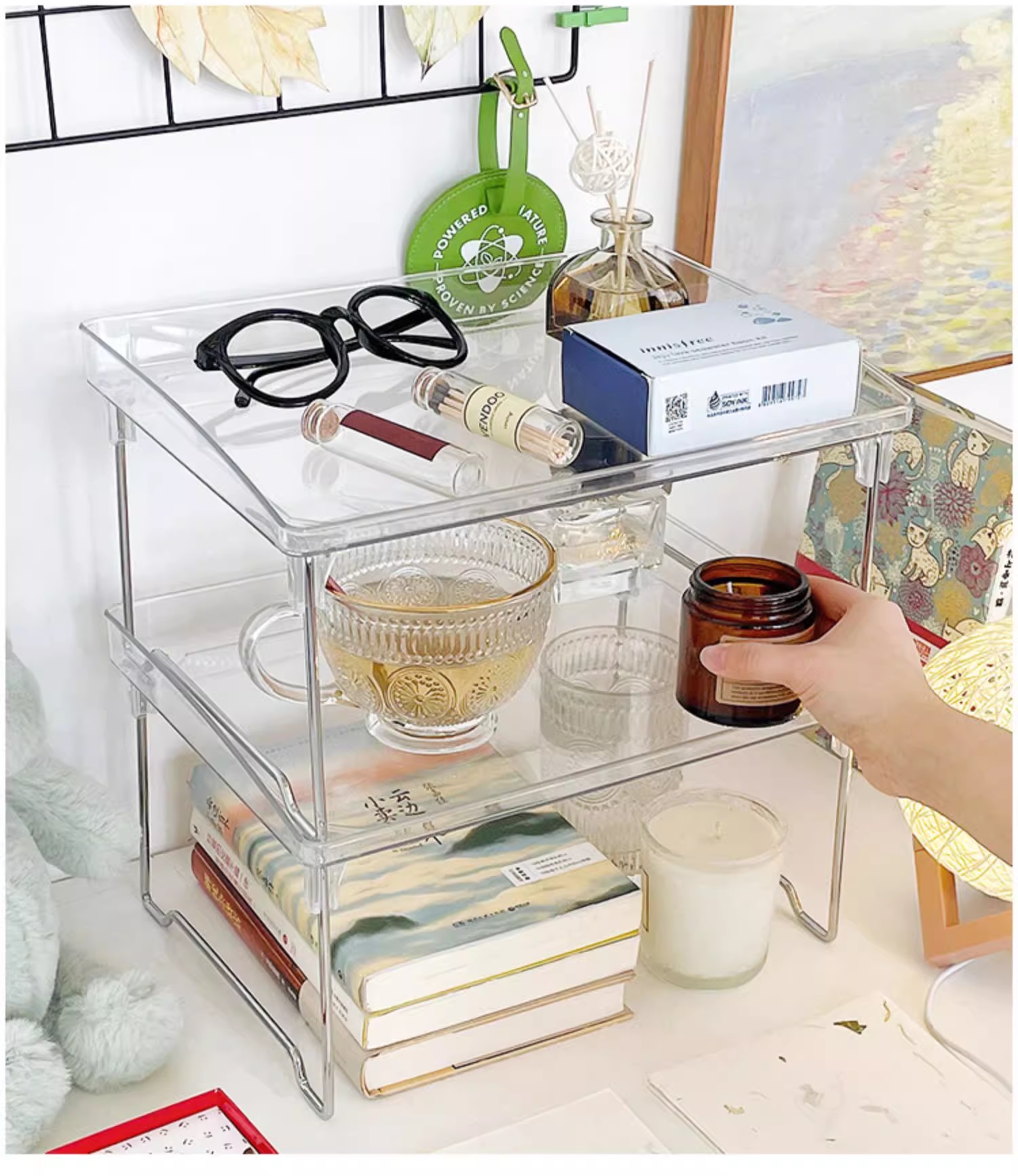 Desk Display Rack Organizer Shelf Cabinet Multi Office Transparent ...
