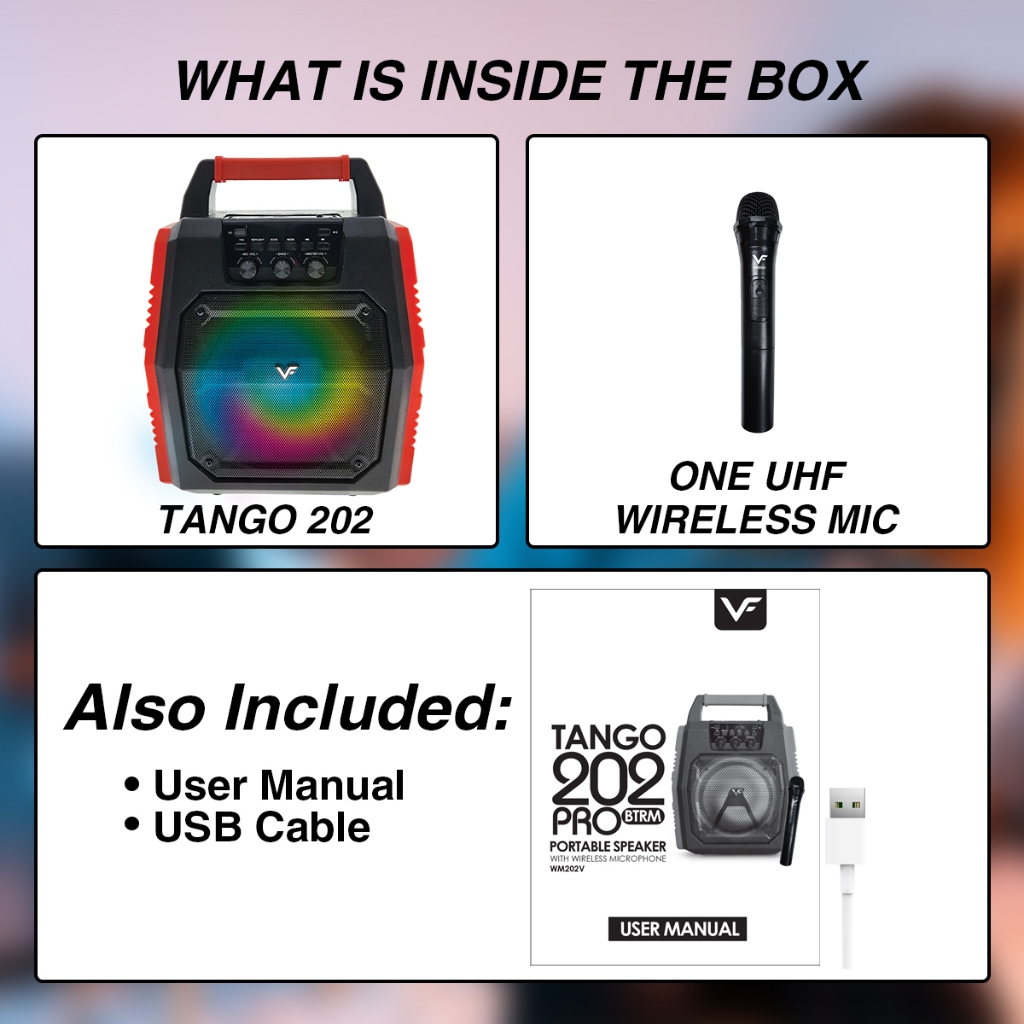 VINNFIER Tango 202 PRO BTRM LOUD SPEAKER BLUETOOTH TF USB 60W WITH MIC - GREY / RED | Shopee ...