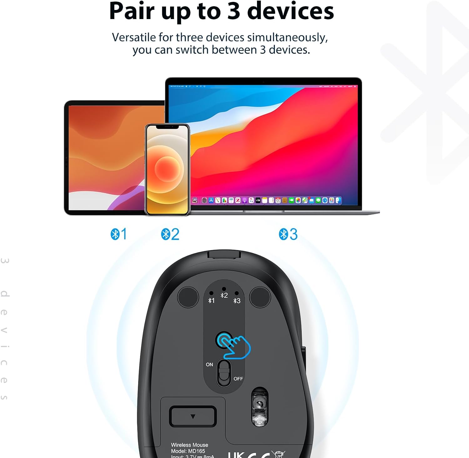 iClever BK23 Bluetooth Keyboard and Mouse, Rechargeable Wireless Keyboard and Mouse Combo with ...