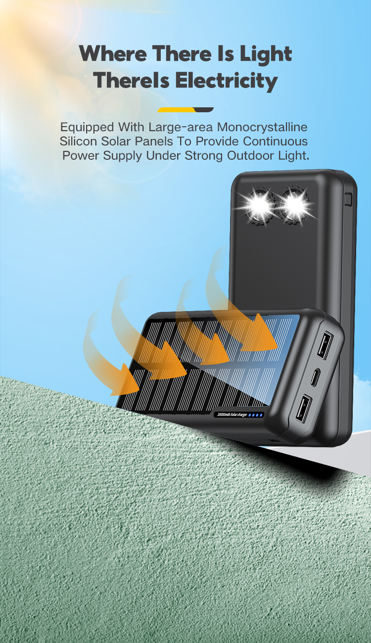 QBrand Solar Powerbank Fast Charging With Floodlight (22.5W/20000mAh ...