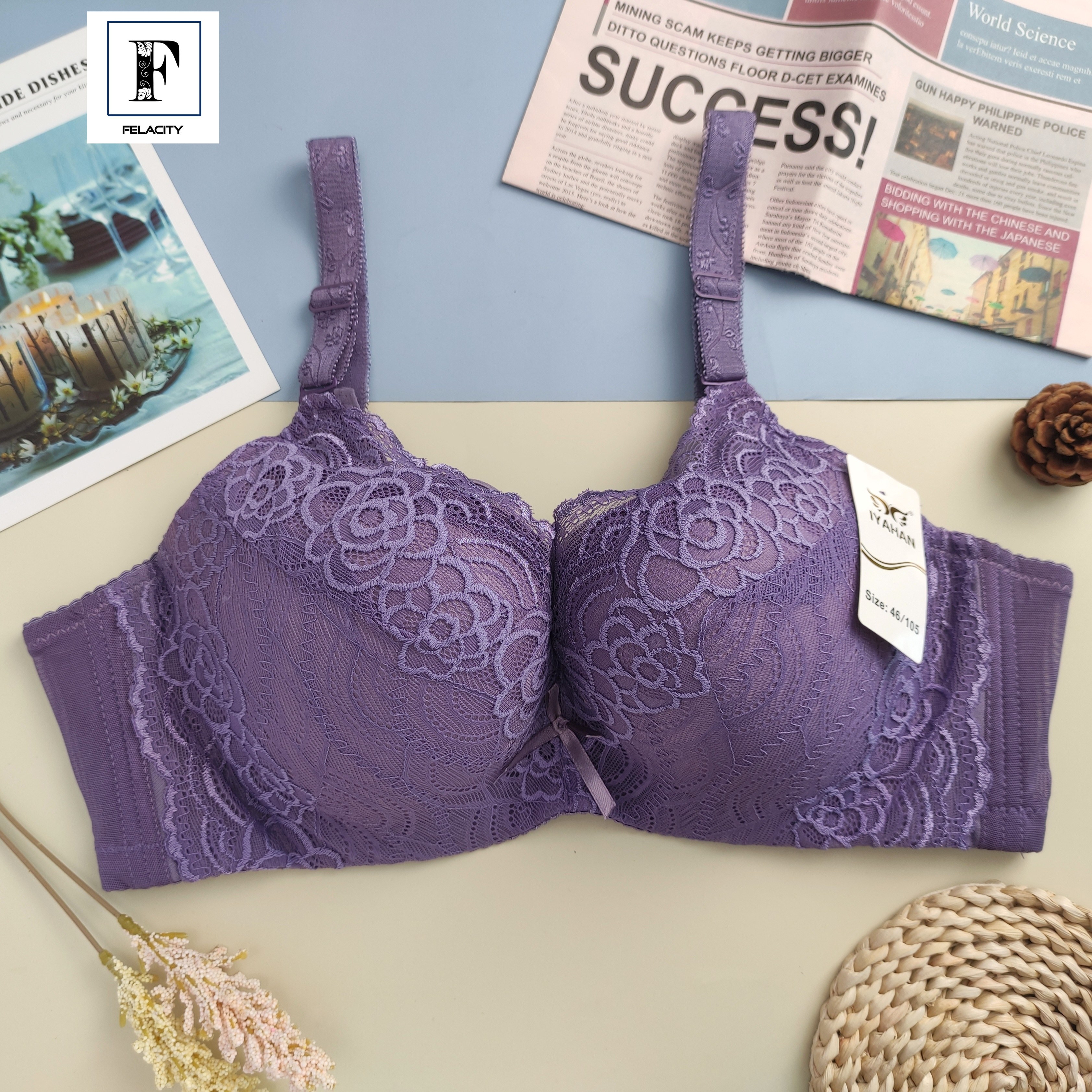 Bra Women Plus Size Full Cup Wired Lace 38-46 Baju Dalam Wanita Saiz ...