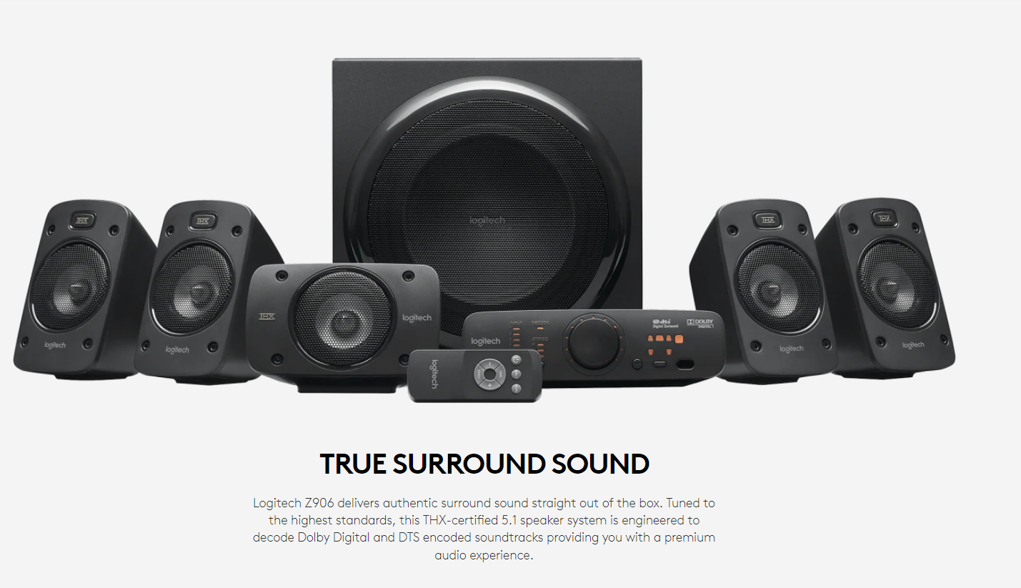 LOGITECH Z906 5.1 SURROUND SOUND SPEAKER SYSTEM THX SURROUND SOUND | VERSATILE SETUP & REMOTE ...