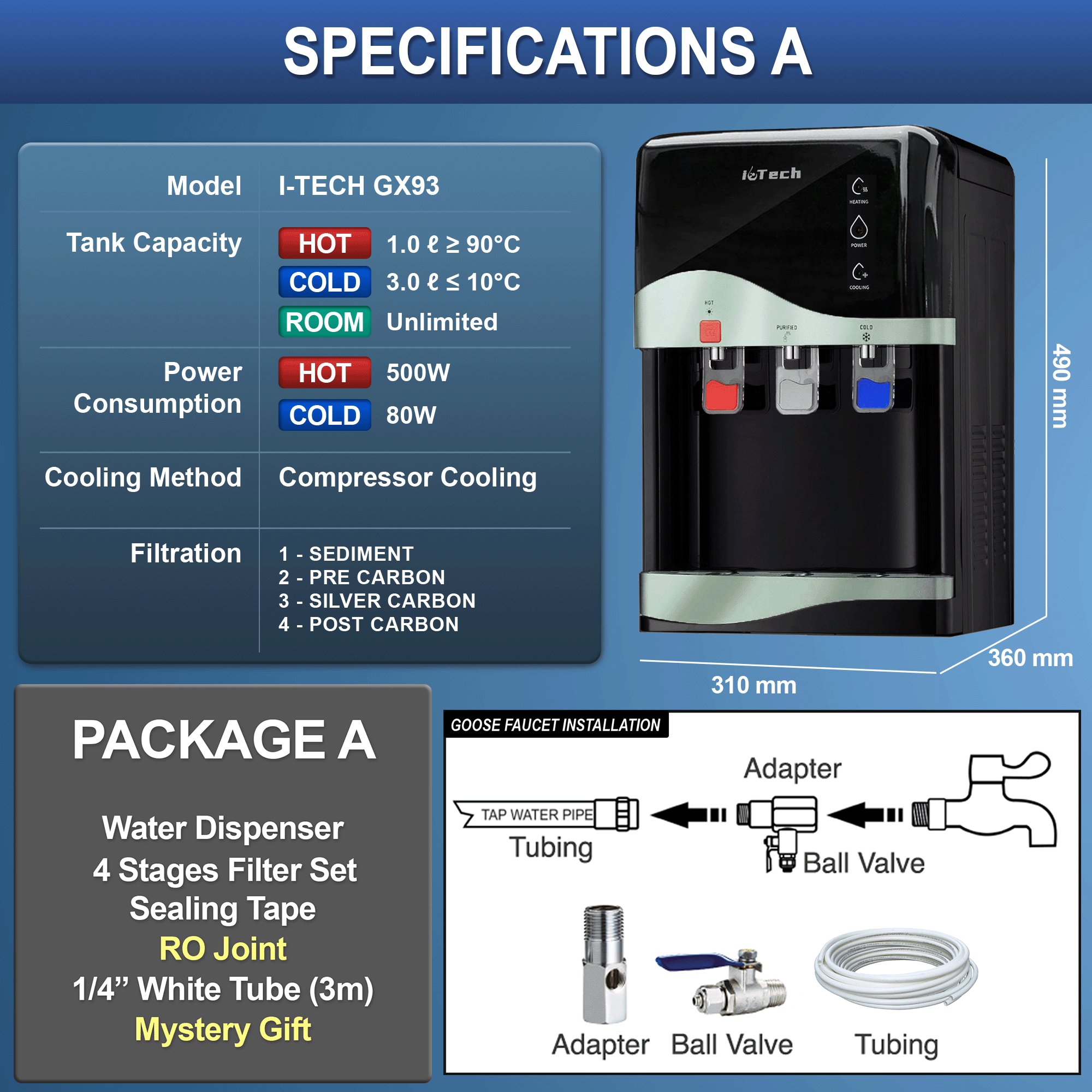 I-TECH Hot Normal Cold Tabletop Water Dispenser A06T / GX93 ...