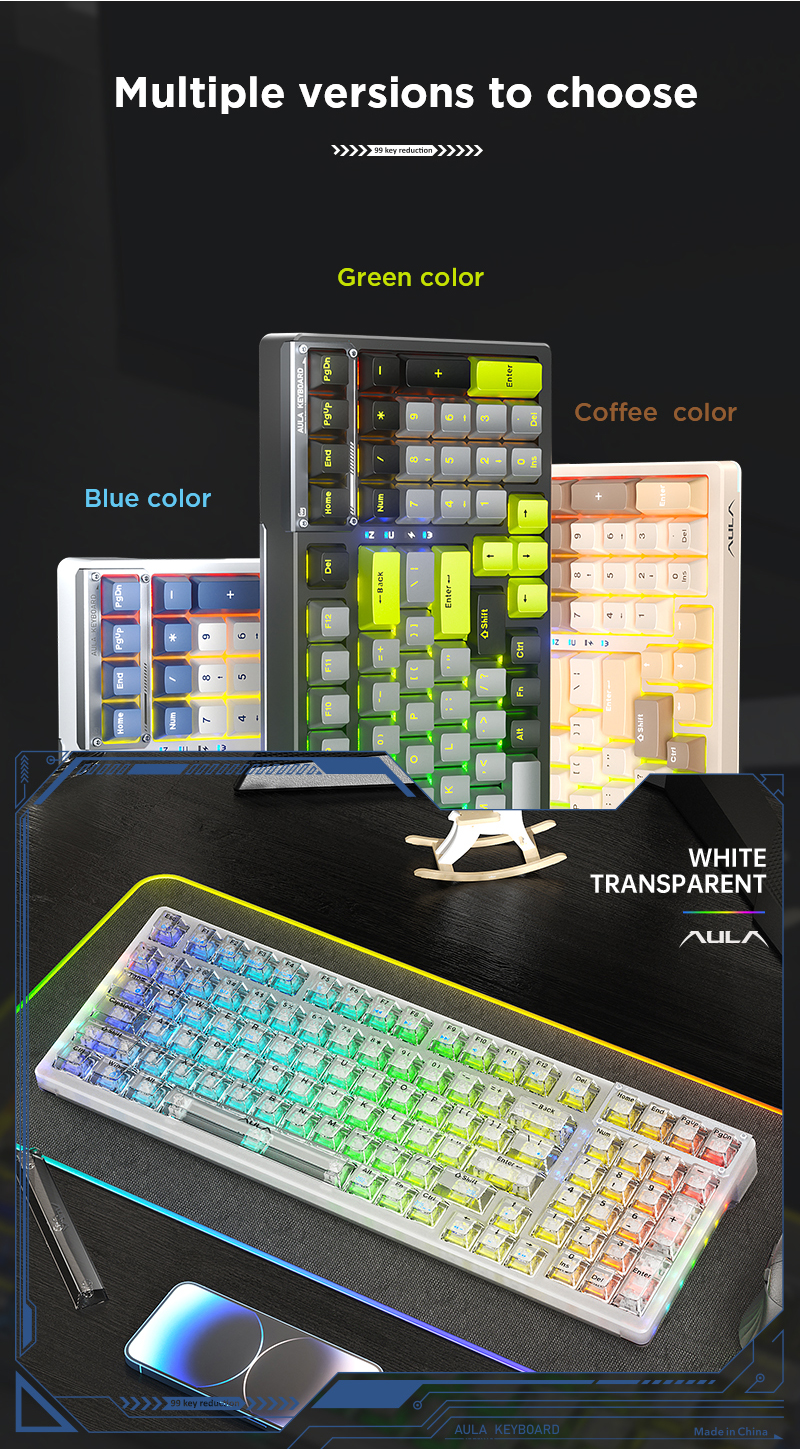 AULA F98 Wireless Mechanical Keyboard Gaming Hotswap Gasket Mount ...