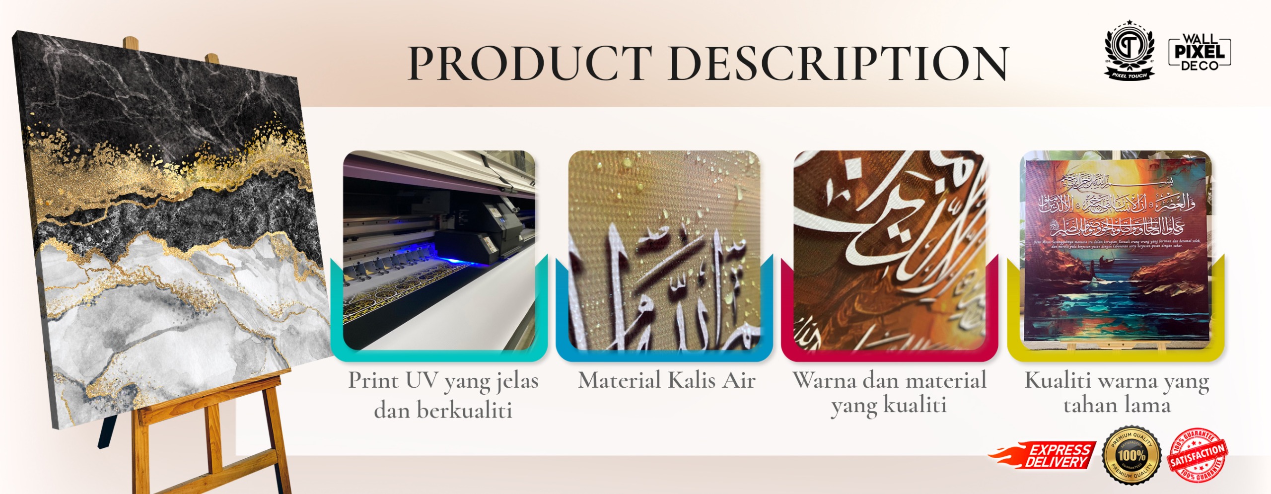 Frame Surah 4Qul Seni Khat Hiasan Dinding Kufi Islamic Wall Art Decor Canvas Ready Stok Fast ...