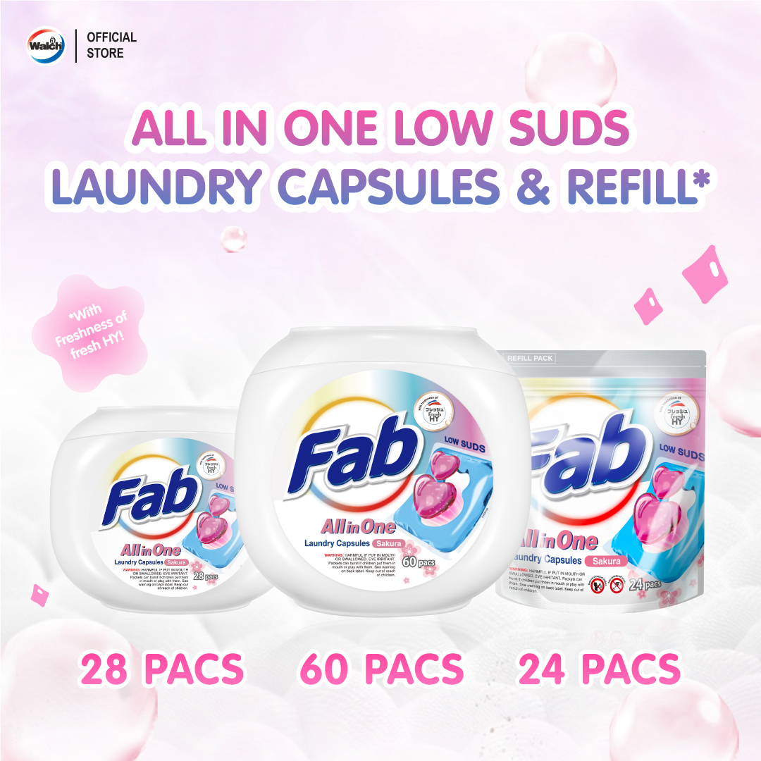 Fab All in One LOW SUDS Laundry Capsules Sakura (10ml x 28pcs) | Shopee ...