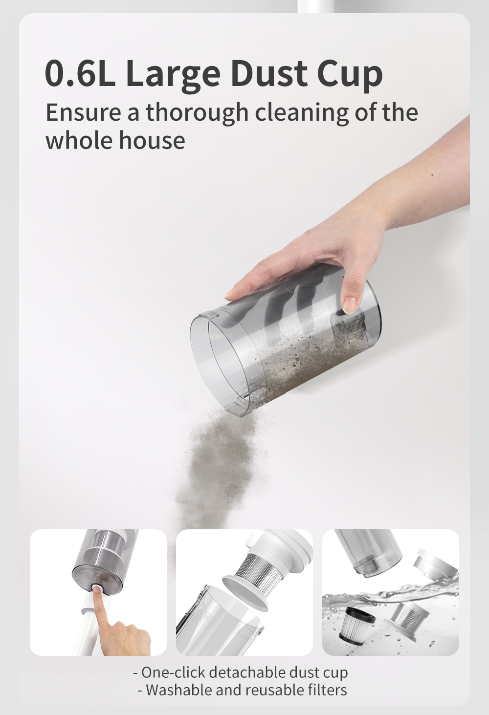 Simplus Vacuum Cleaner Cordless 12000pa 0.6L Dustbin 2-Speed Suction ...