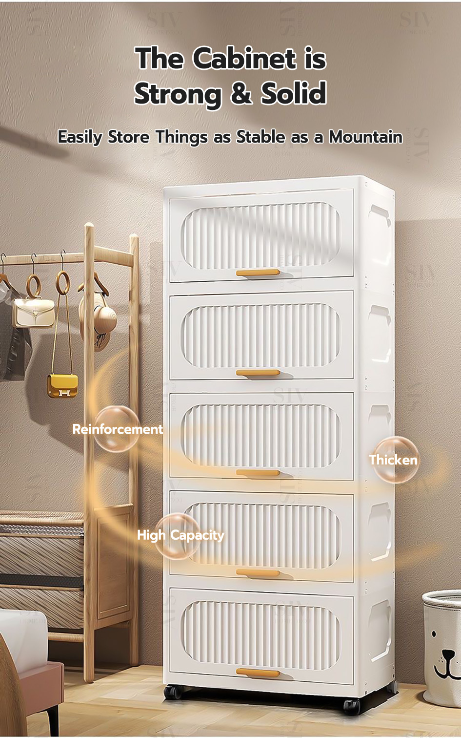 SIV 32-70cm Durabox Cabinet Drawer Flip Top Storage Plastic Wardrobe ...