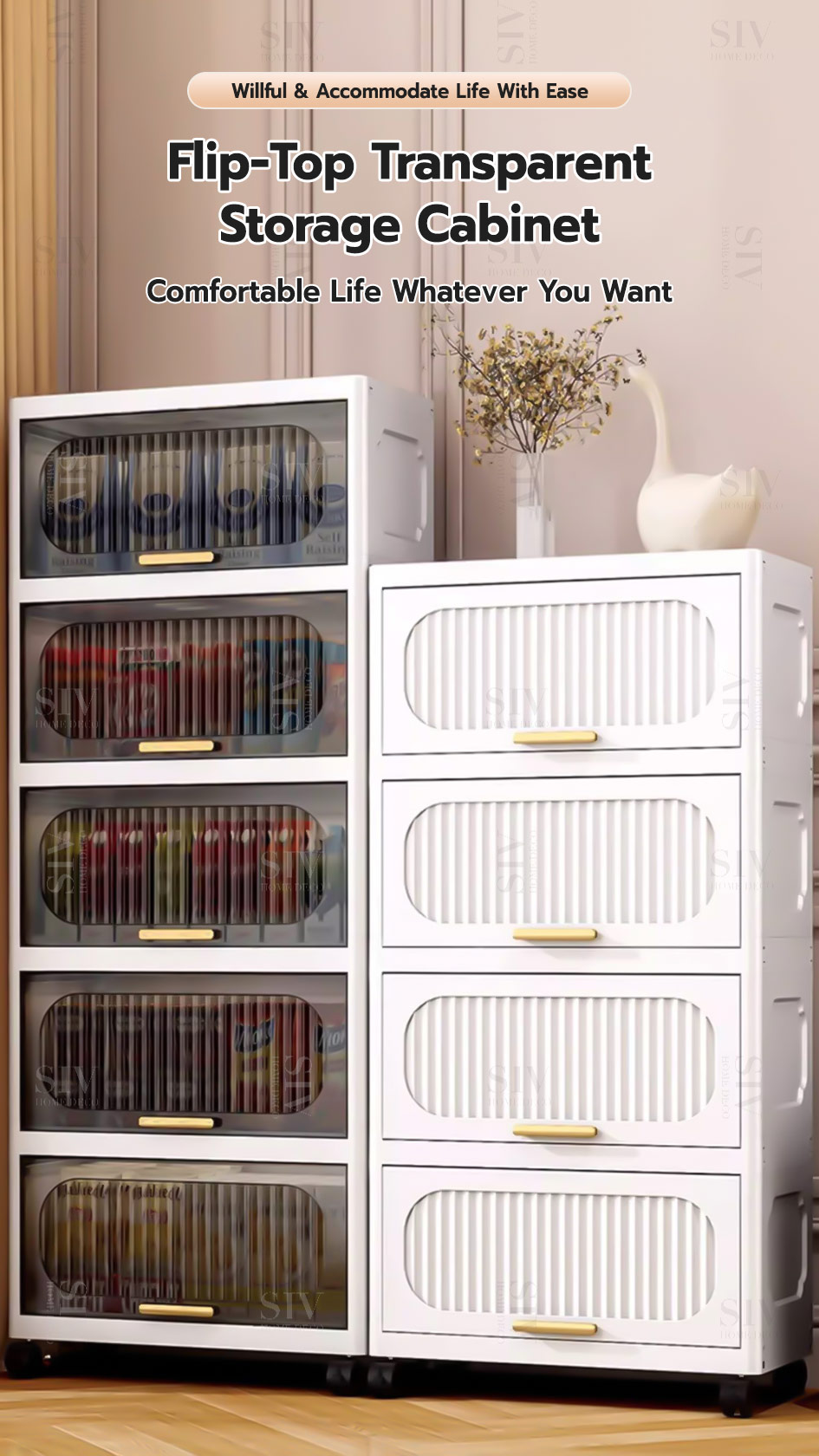 SIV 32-70cm Durabox Cabinet Drawer Flip Top Storage Plastic Wardrobe ...