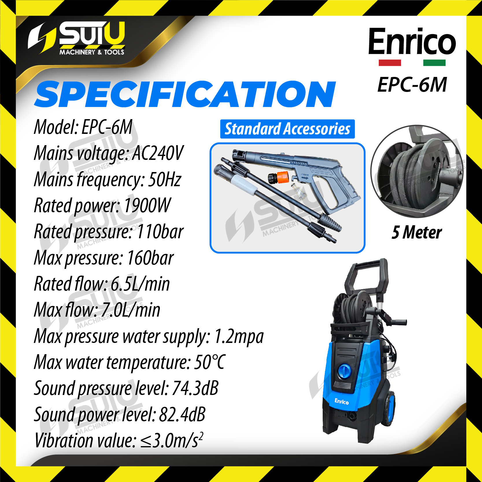 ENRICO EPC-6M / EPC6M 160Bar High Pressure Washer / Pressure Cleaner ...