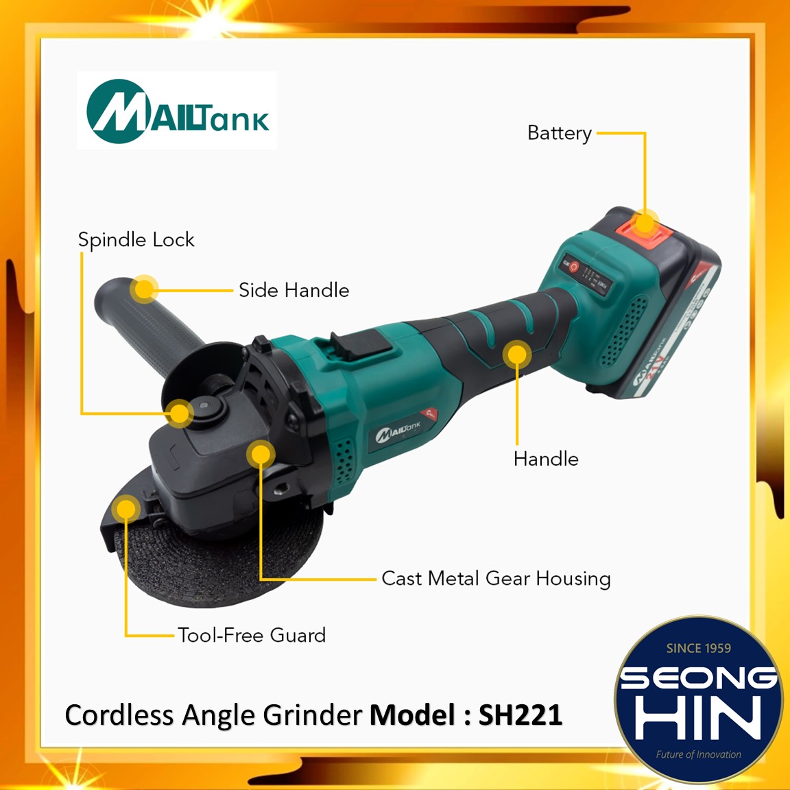 MAILTank 4" Cordless Angle Grinder SH221 21V Grender batteri Tanpa wayar | Shopee Malaysia