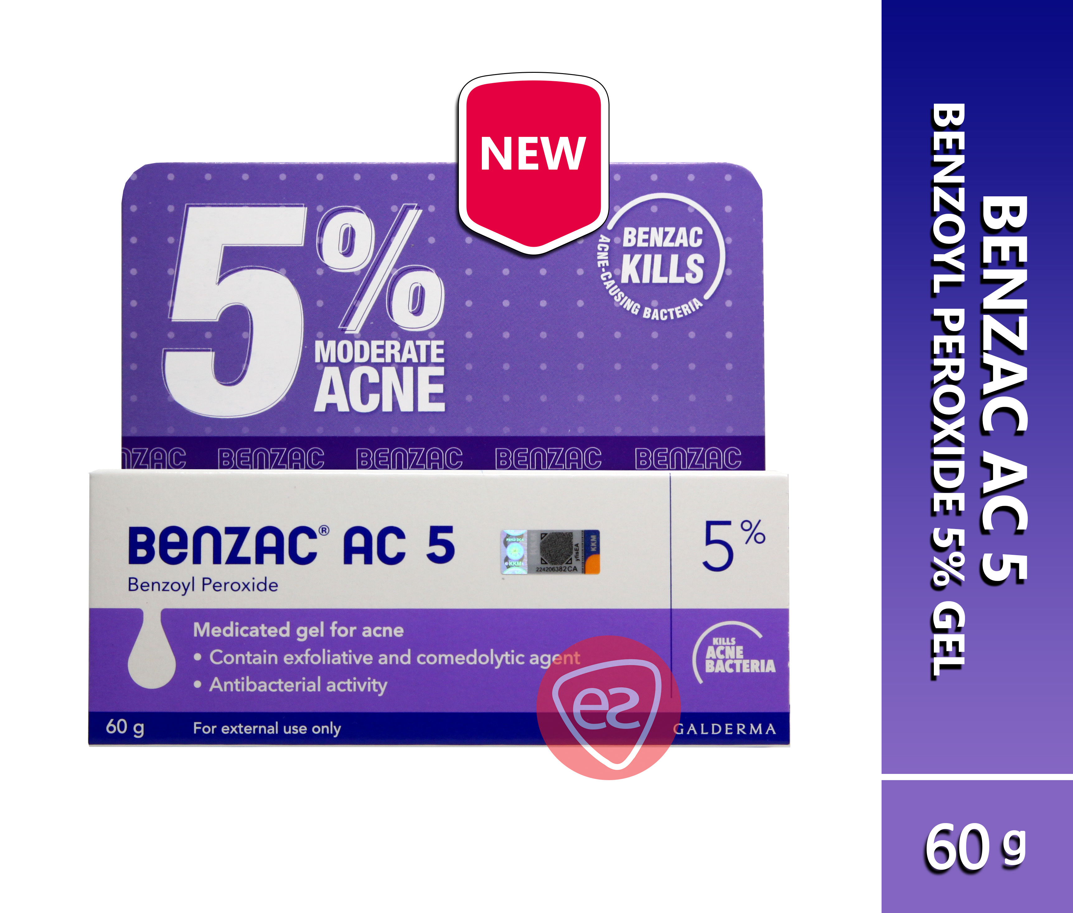 Benzac AC (2.5% / 5%) Benzoyl Peroxide Water Based Gel (15g / 60g ...