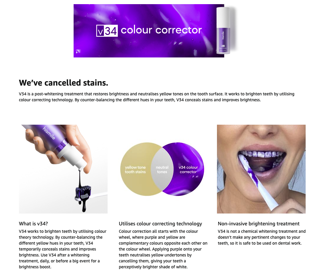 🔥 100% ORIGINAL 🔥 HISMILE v34 Colour Corrector | Pap+ Tooth Whitening ...