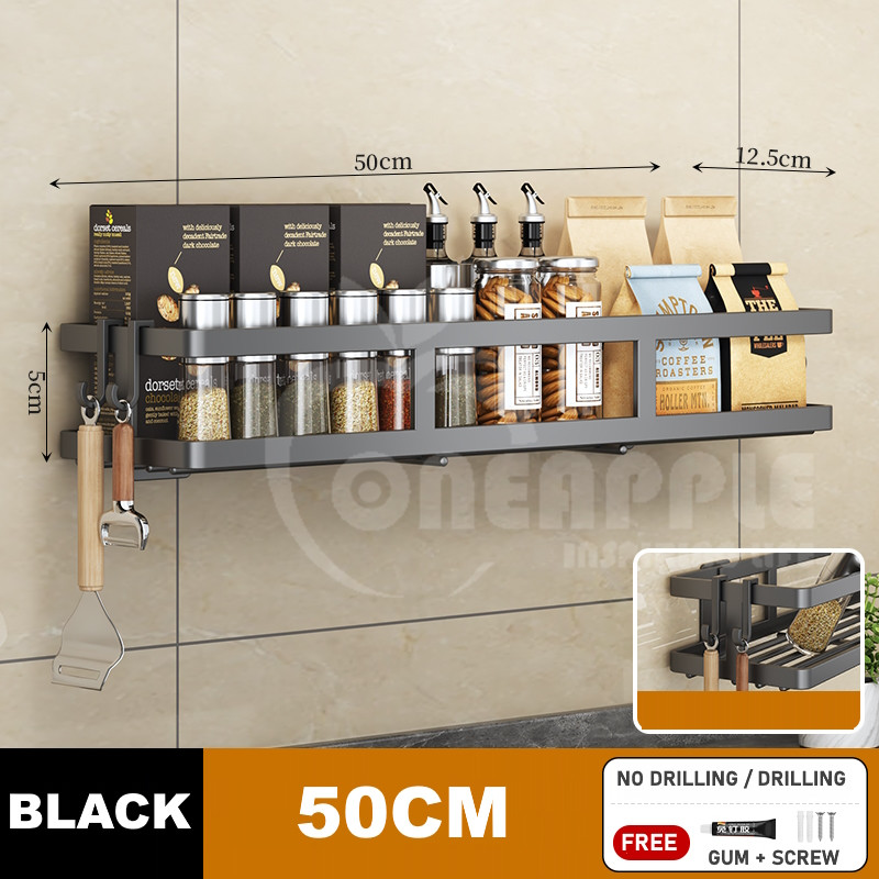 ONEAPPLE.MY 30/40/50cm Wall-Mounted Seasoning Condiment Wall Multi ...