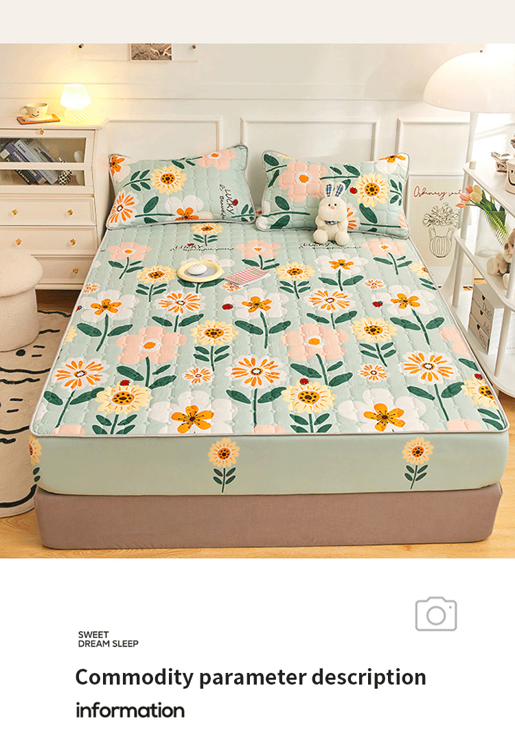 Flower Colored Mattress Protector Cotton Cadar Single/Queen/King Size ...