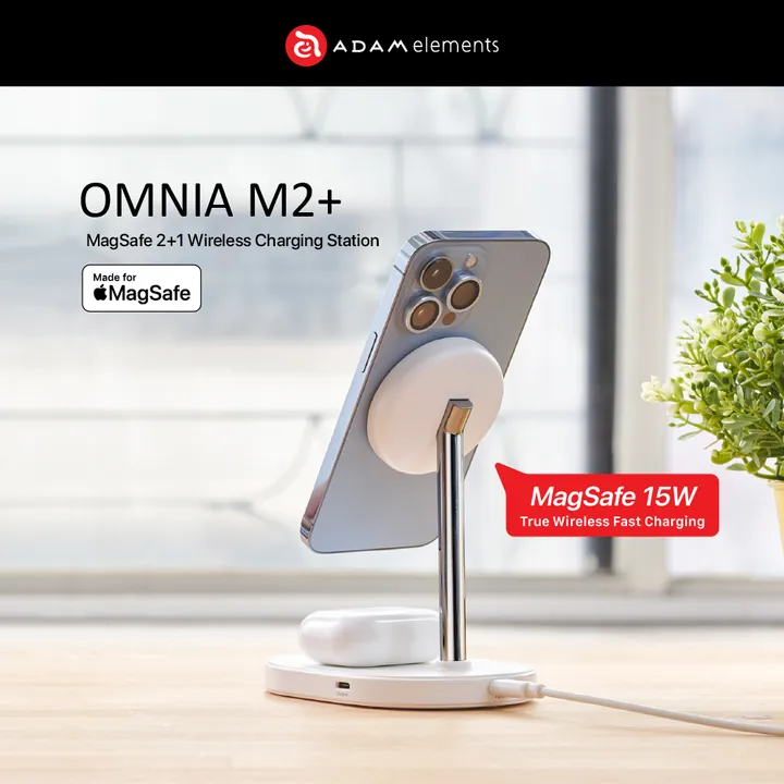 ADAM elements OMNIA M2+ Magsafe 2+1 Wireless Charging Station | Shopee ...
