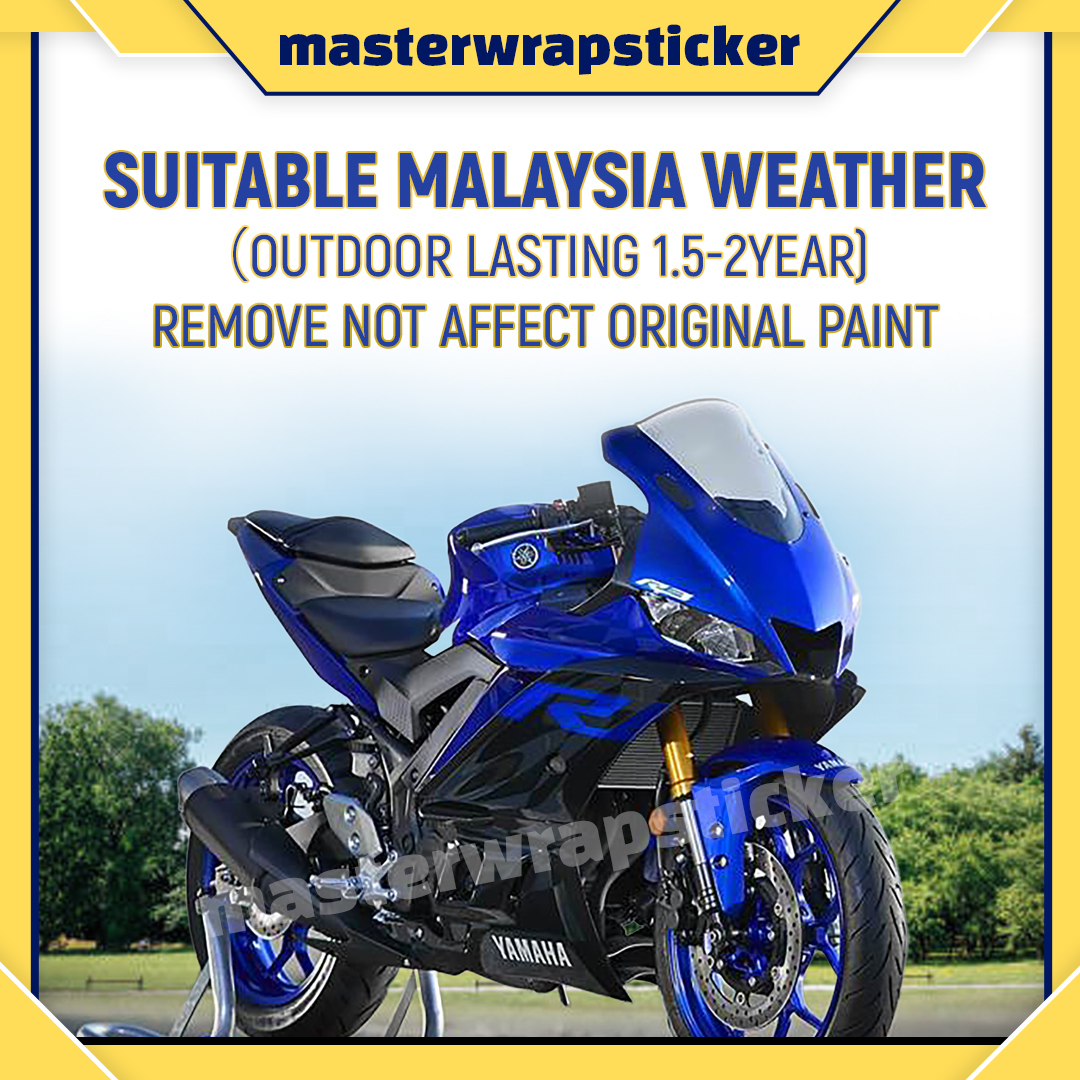 PREMIUM GLOSSY BLUE STICKER MOTOR(152CM-90CM)stiker MOTO kilat wrapping ...