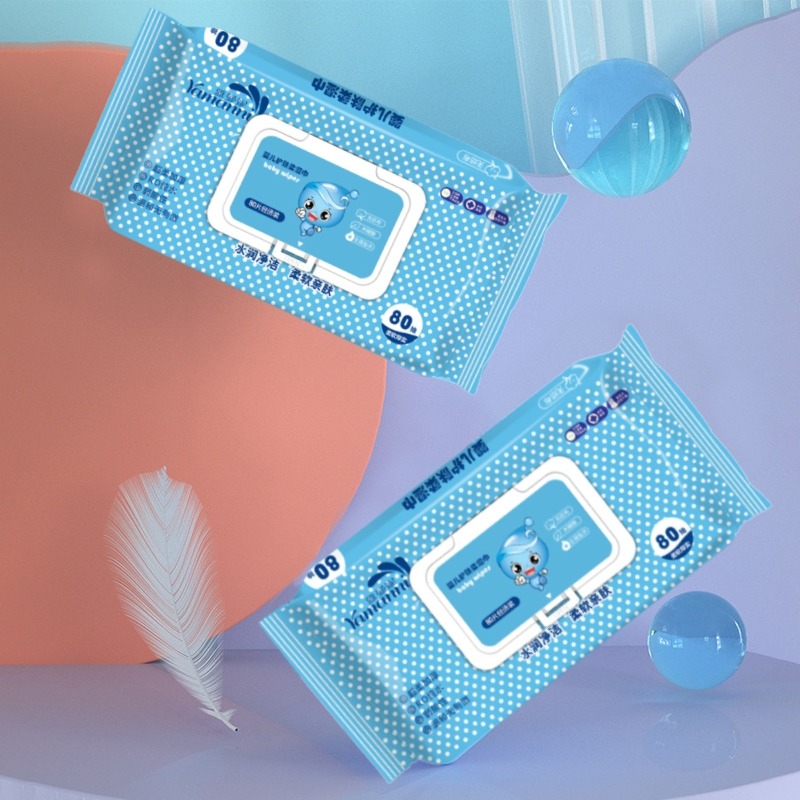 Disposable Fragrance Free Baby Hand Wipes Portable Water Drop Blue Wet ...