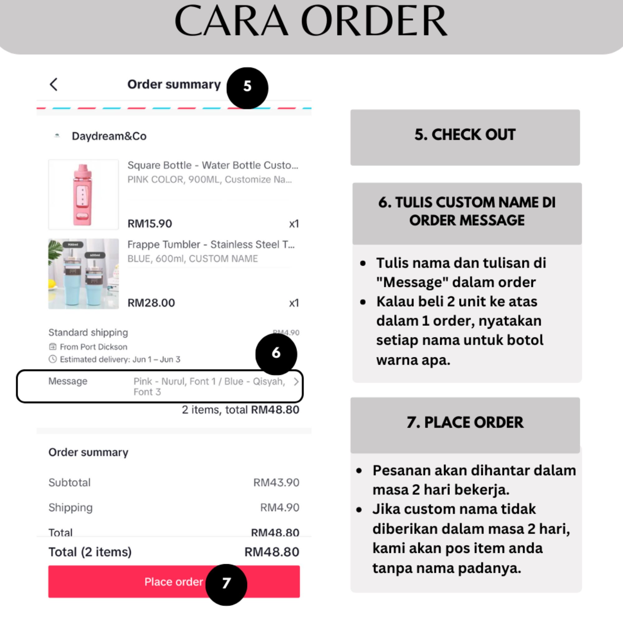 Aura Tumbler - DAYDREAM Tumbler Custom Nama 1000ml Thermos Flask ...