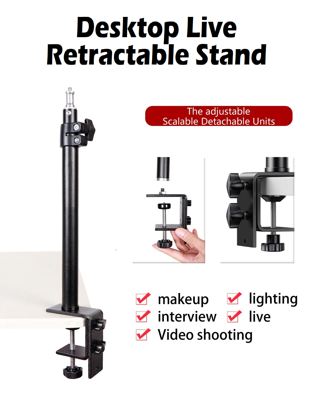 Tripod Clamp Desk Mount Light Stand Table Stand Tabletop Bracket Stand ...