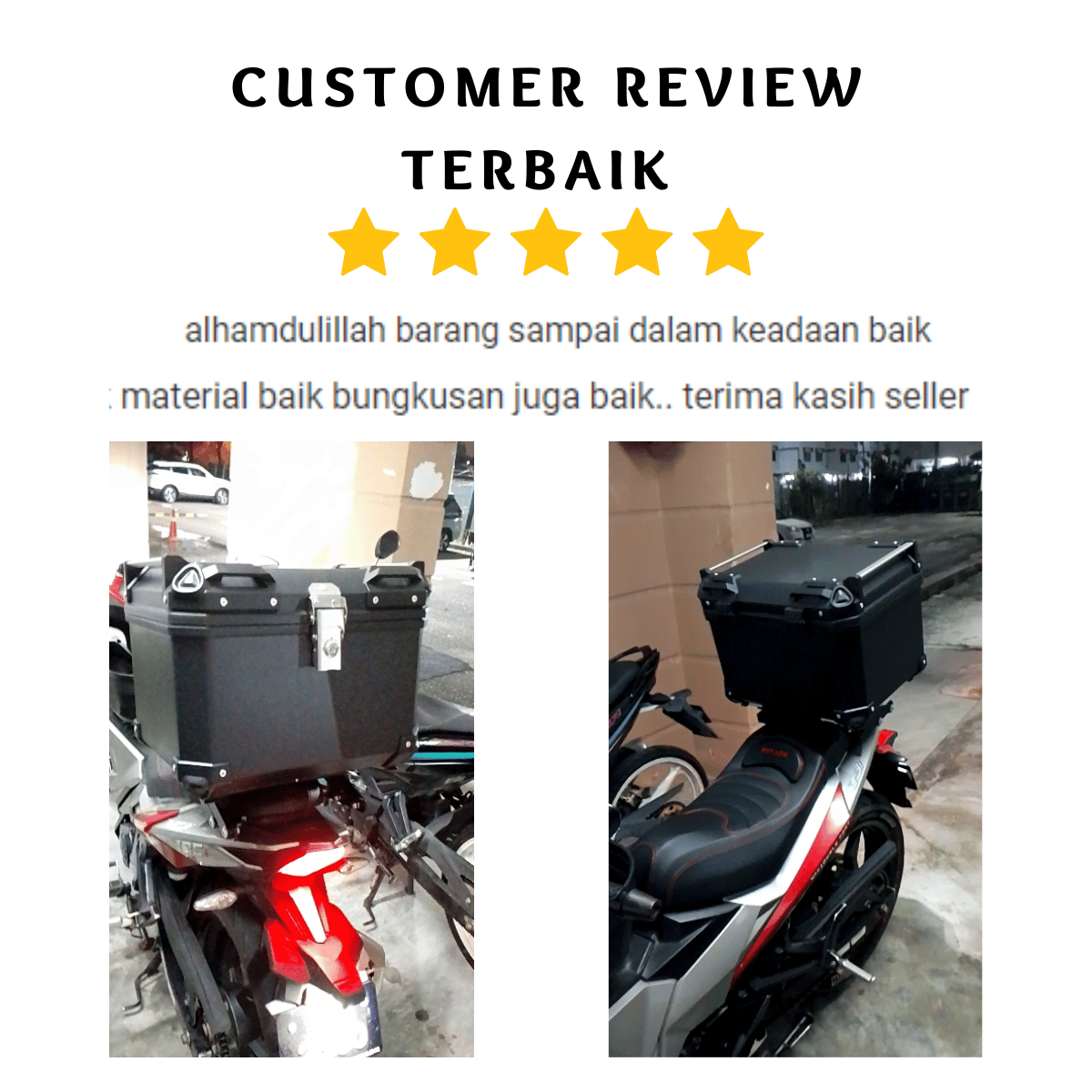 Motorcycle PP Box Motor Belakang With Metal Rack 37Liter/47Liter ...