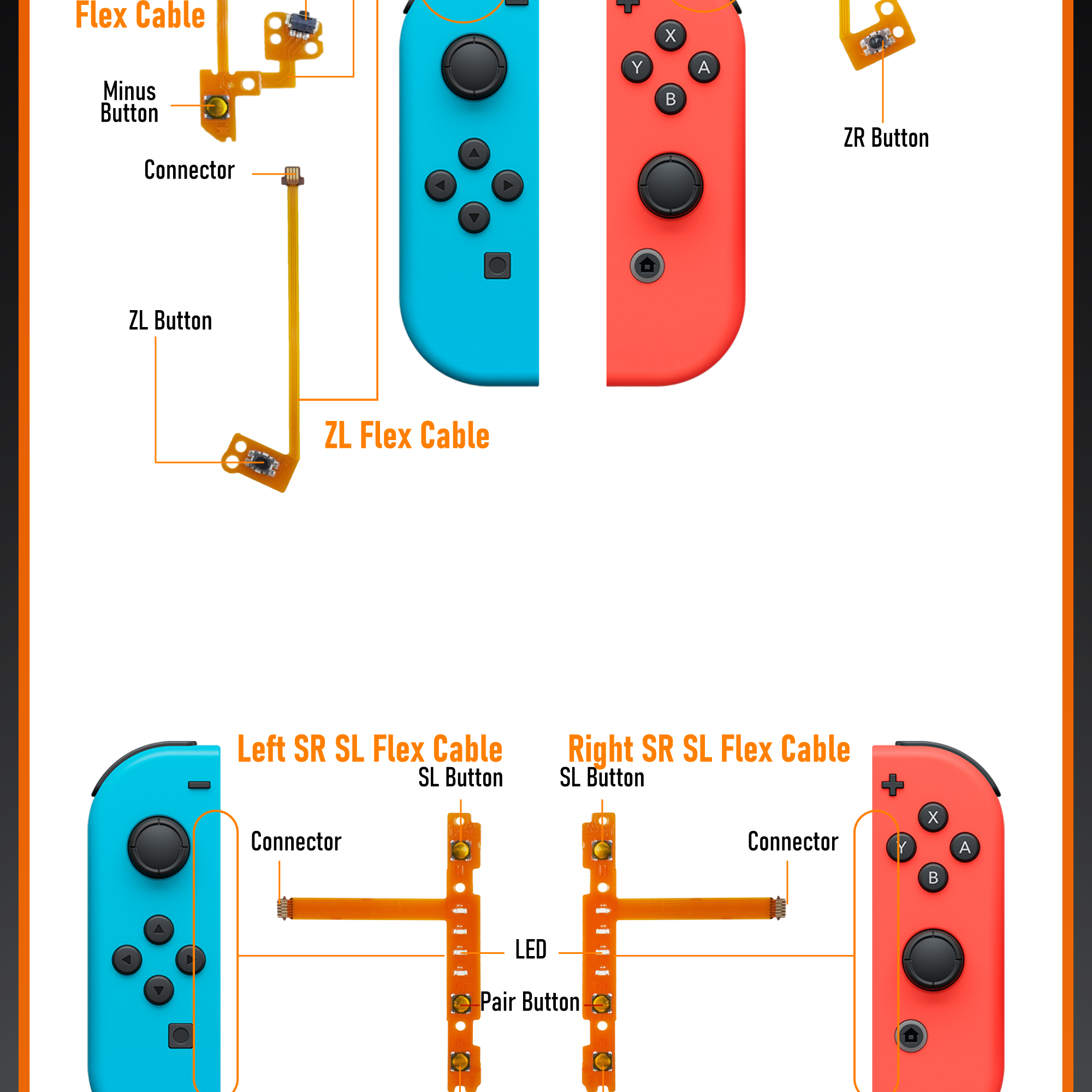 Nintendo Switch OLED Switch V1/V2 Joycon Controller SL SR ZL ZR Flex ...