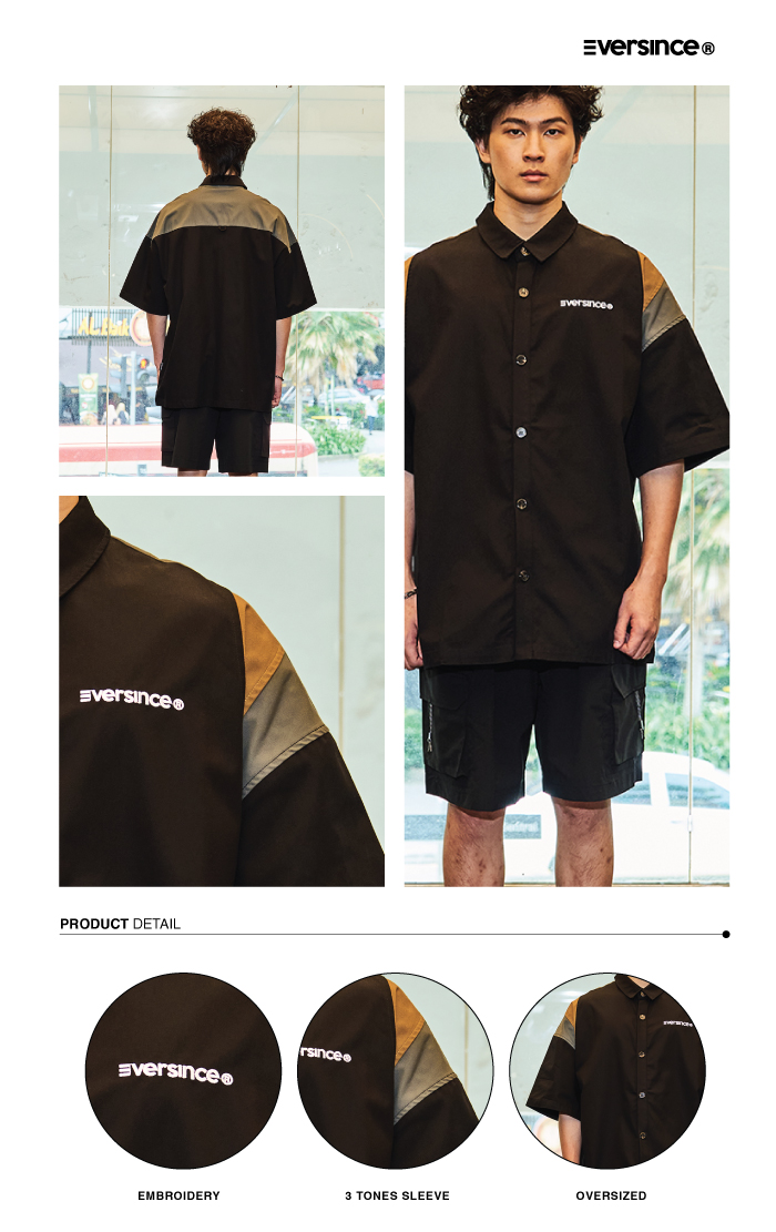Eversince Frey Three Tones Oversized Short Sleeve Shirt Black | Shopee Malaysia