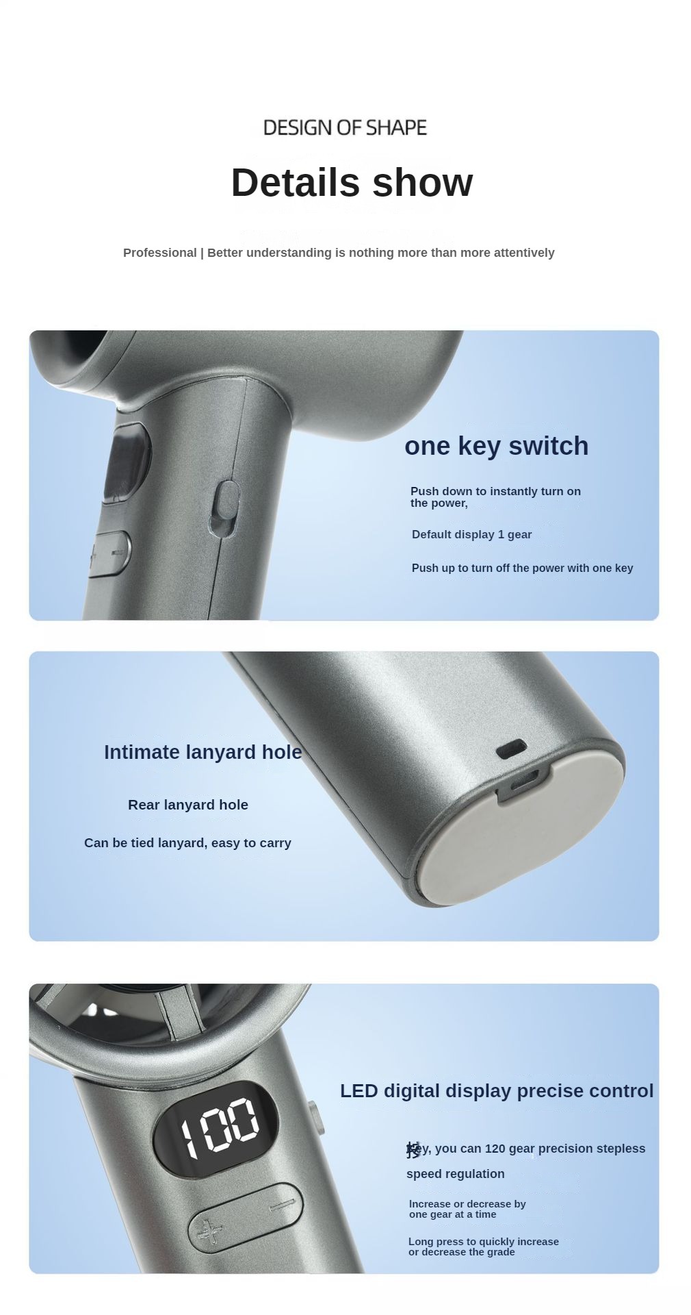 GOTOP Portable Turbine Hurricane Fan Powerful Wind Speed 0.35 Seconds ...