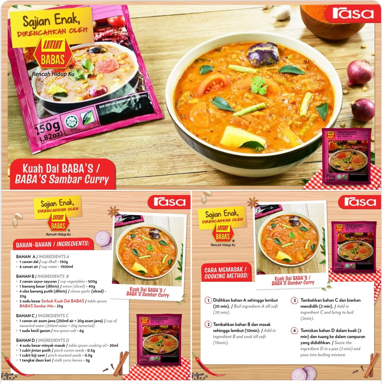BABA'S Serbuk Kuah Dhal | Serbuk Rasam Mix Pek 125 gram | Shopee Malaysia