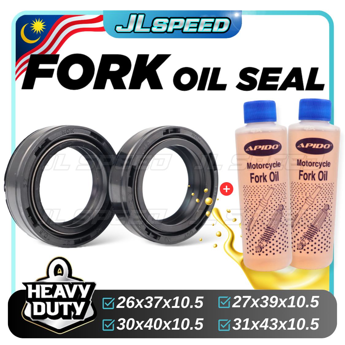 Fork Oil Seal + Minyak Fork Oil 170ml EX5 WAVE 125 KRISS RS150 RSX ...