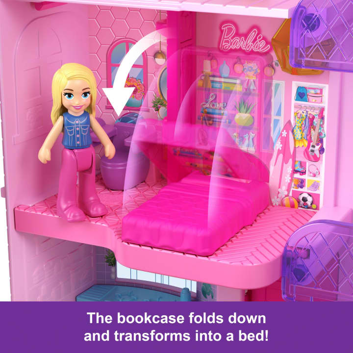 Polly Pocket Barbie Dreamhouse Compact, Dollhouse Playset With 3 Micro ...
