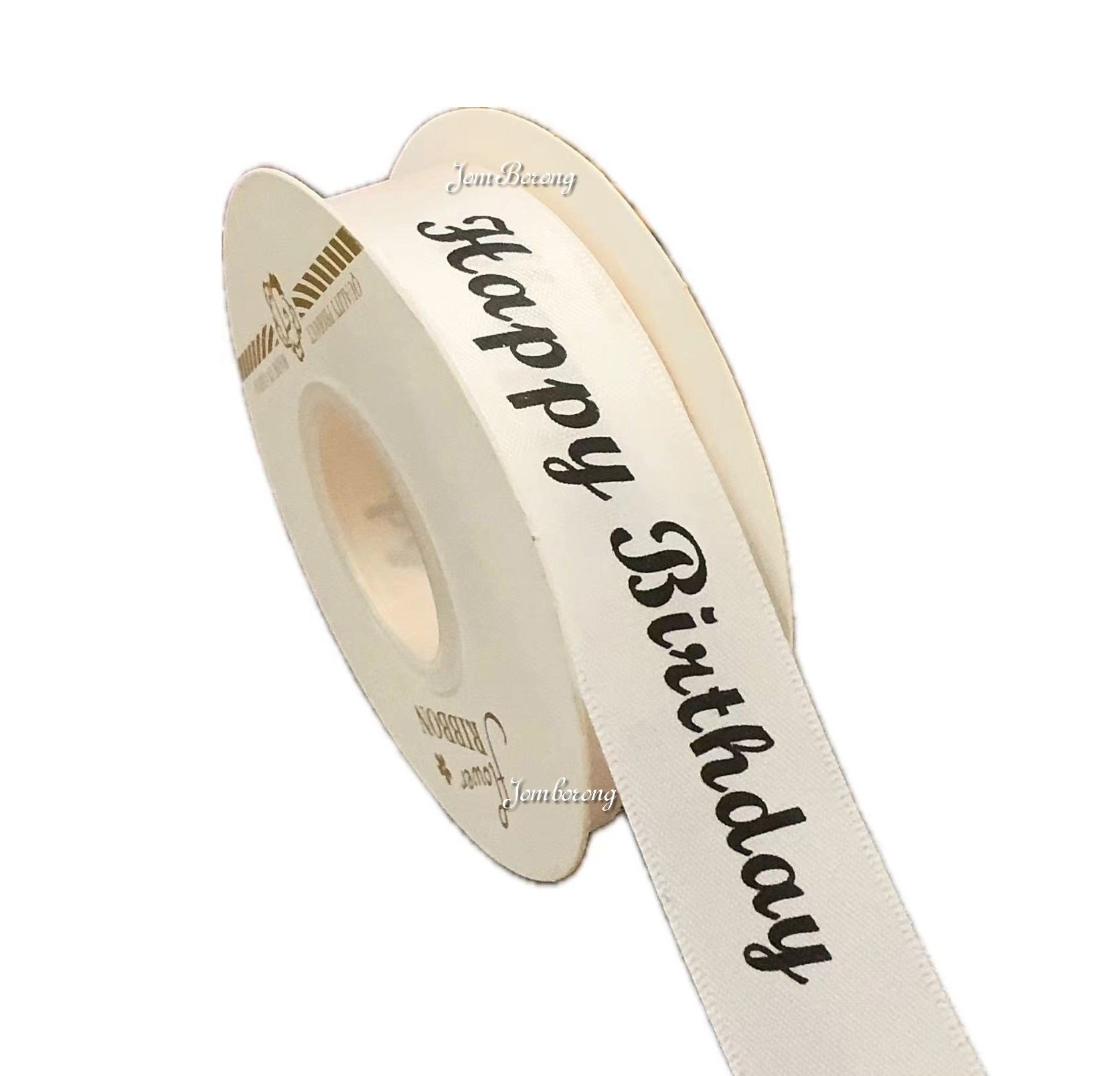 (22M) 2.5CM CLASSIC HAPPY BIRTHDAY Ribbon Reben Riben Gift Satin Flower ...