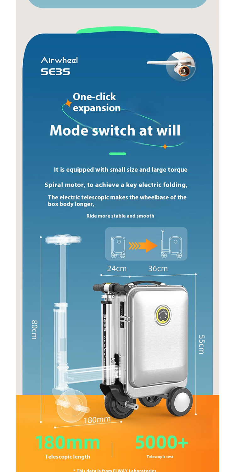 【🔥HOT SALE】Airwheel SE3S/SE3SL Smart Ridding Travel Electric Luggage Scooter USB Rechargeable 20 ...