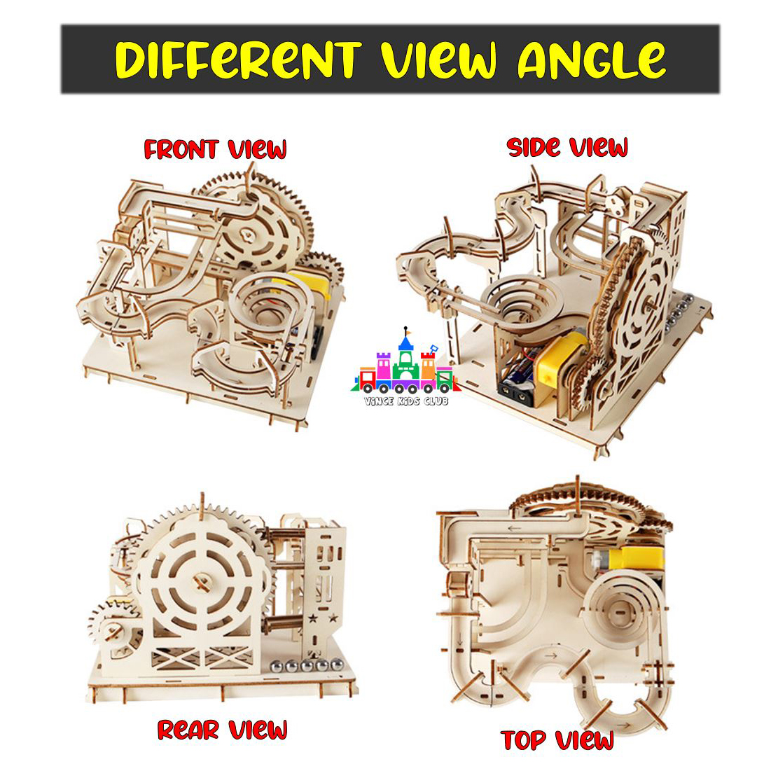 Set DIY Larian Guli Kayu DIY Wooden Marble Run Kit 3D Wooden Puzzle ...