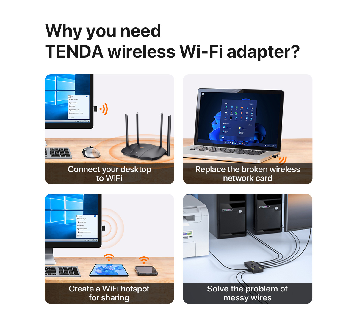 Tenda W311MI USB Wifi Adapter for PC AX300 2.4g wifi 6 Wifi receiver ...