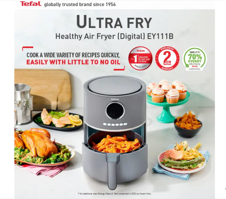 Tefal Ultra Fry Healthy Air Fryer 4.2L - (EY111B40) | Shopee Malaysia
