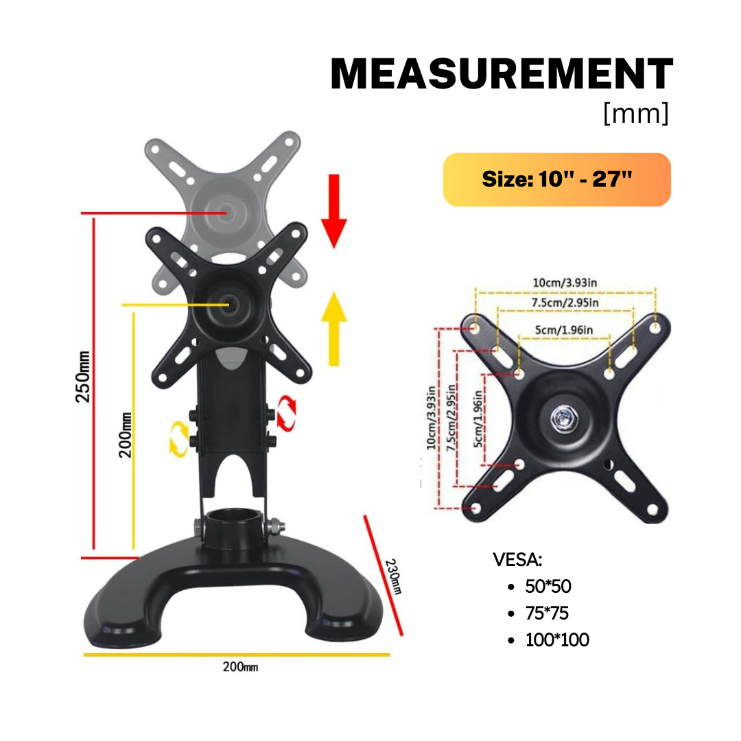Rotatable Monitor Mount Stand Bracket Adjustable 10 to 27 inch Monitor ...