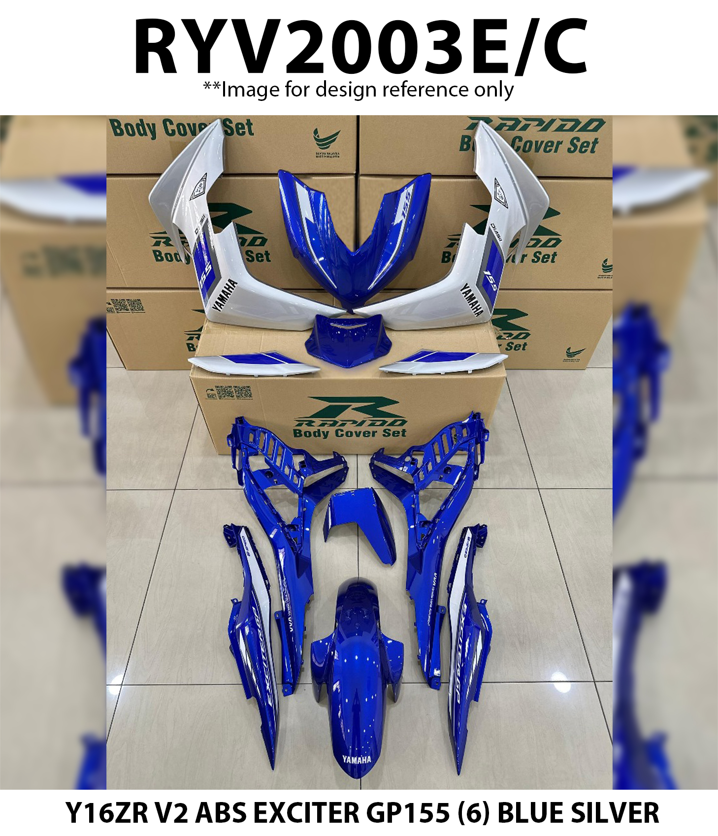 YAMAHA Y16 Y16zr V2 Abs Exciter GP155 (6) Blue Silver White Cover Set ...