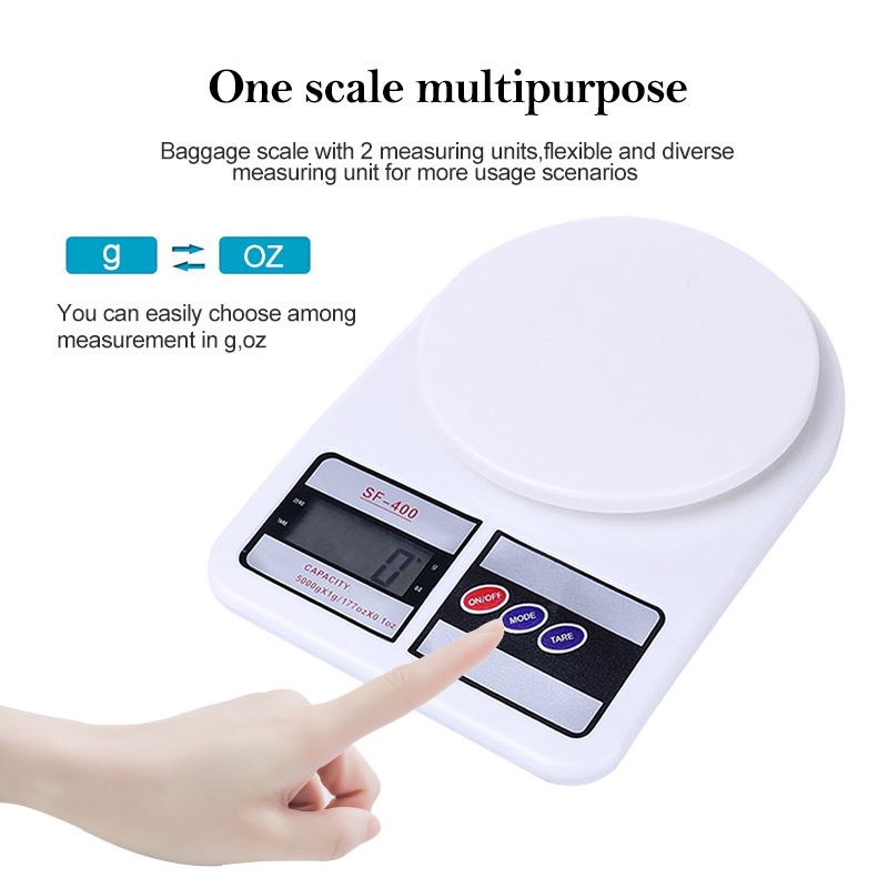 MiMi SF-400 10Kg LCD Screen Digital Display Electronic Kitchen Food Weighing Scale for Baking ...