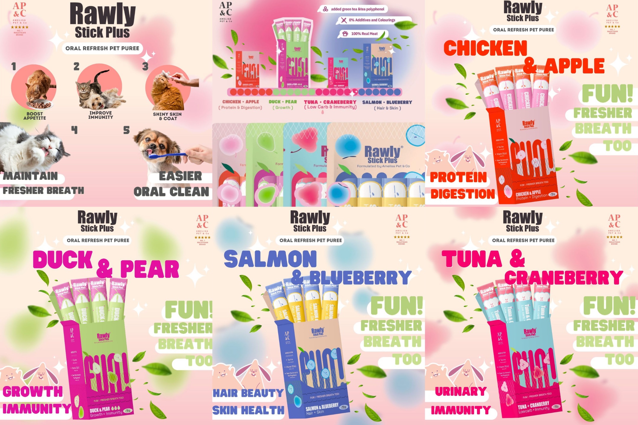 AMELISA PET & CO. Rawly Stick Plus Oral Refresh Pet Puree For Cats ...