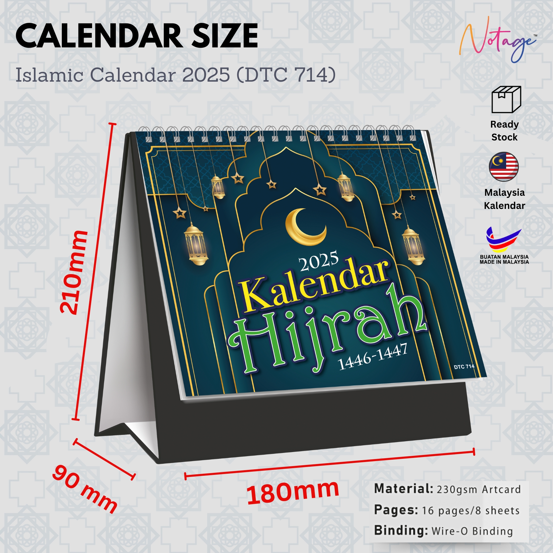 Year 2025 Kalendar Hijrah Table Calendar Desktop Flip Calendar Islamic ...