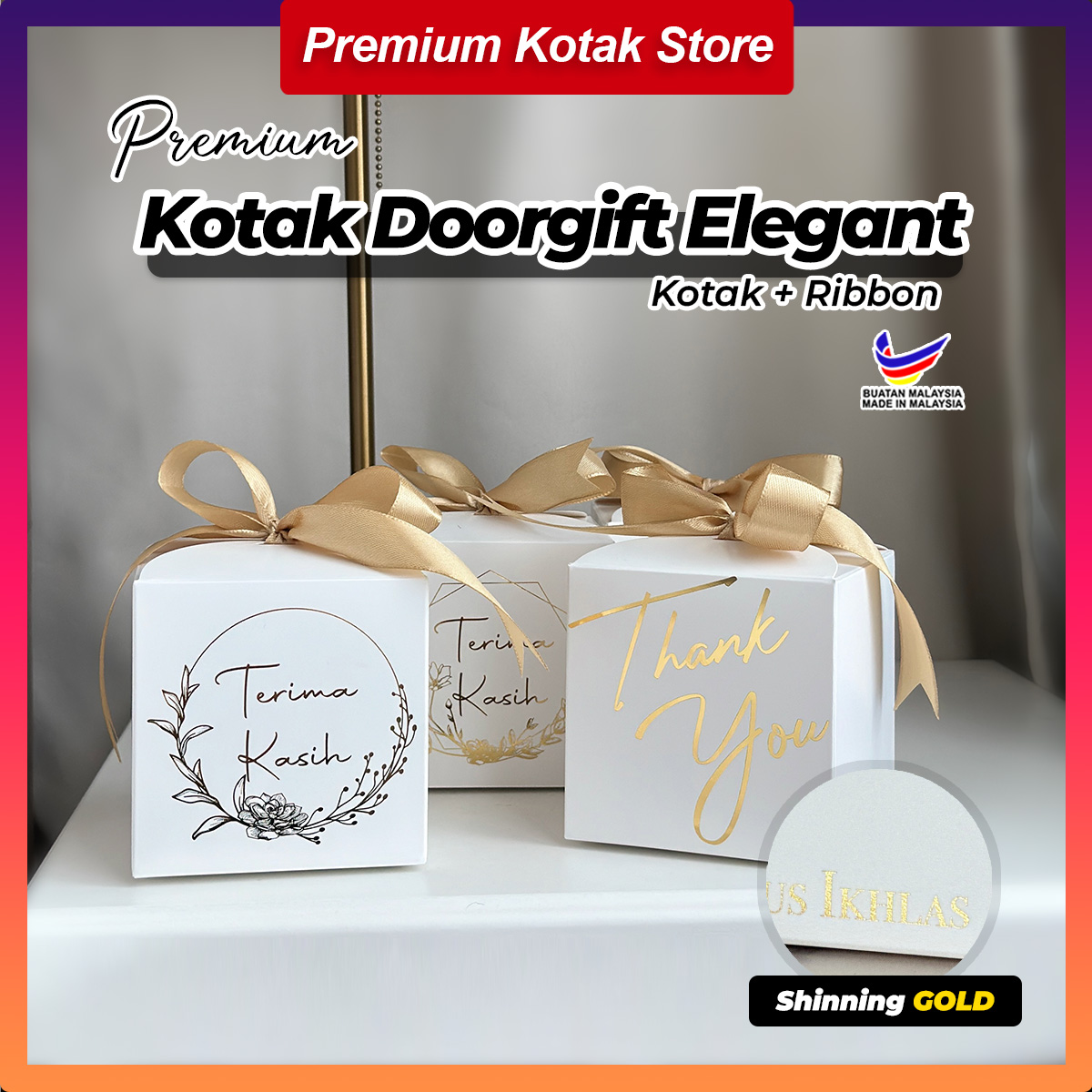 YJL 50pcs Kotak Hadiah Doorgift Kahwin Eksklusif Minimalist Goodies Box ...