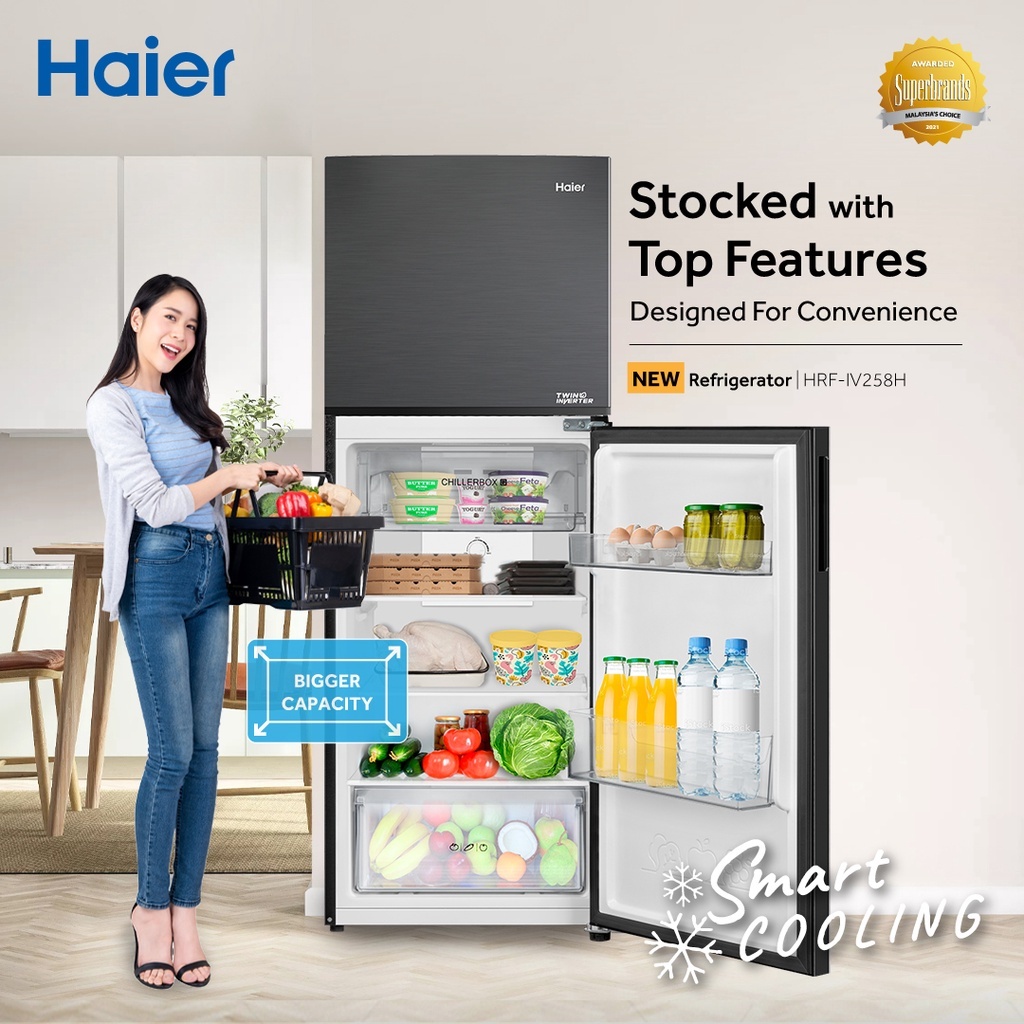 HAIER HRF-IV258H 258L INVERTER DEO Fresh Chiller Box / ELBA 2 Door ...
