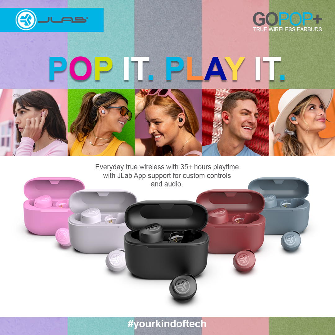 JLAB GO POP+ 35Hrs Playtime, Be aware Mode, IPX4 Rating, Clear Call ...