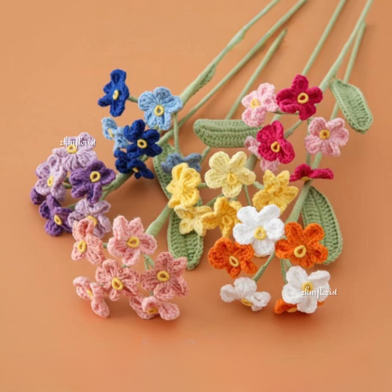 (1PC) CROCHET SULAM BABY BREATH Flower Bunga Sulam Wool Hand Knitted ...